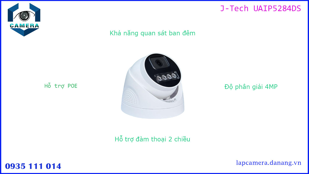 Camera IP J-Tech ngoài trời UAIP5284DS (4MP / Human Detect / Face ID ...