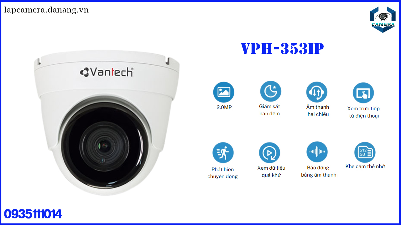 Camera Dome IP 5MP Vantech VPH-353IP | Skytech